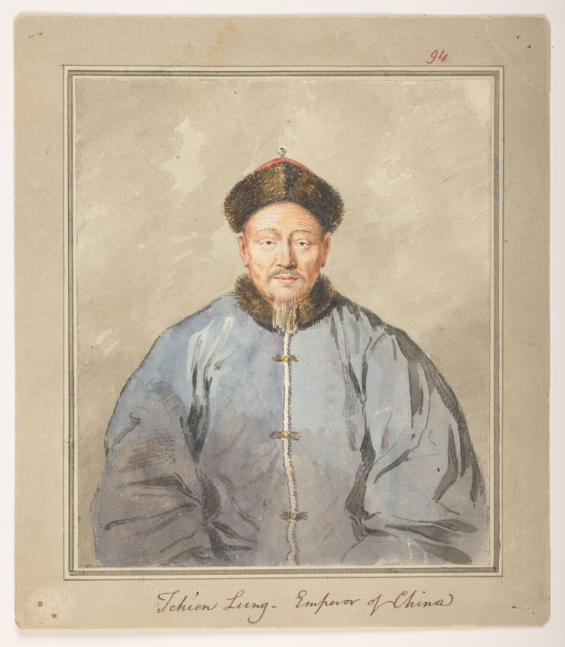 WD 959 section 1 f.94, Tchien Lung, Emperor of China, c1793. Portrait of the Emperor Ch'ien-lung ...