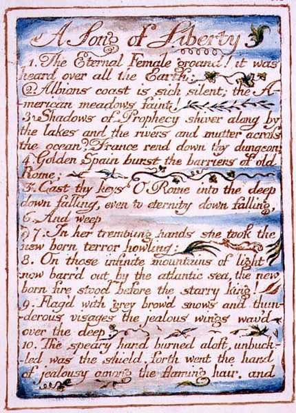 A Song of Liberty, text from 'The Marriage of Heaven and Hell'