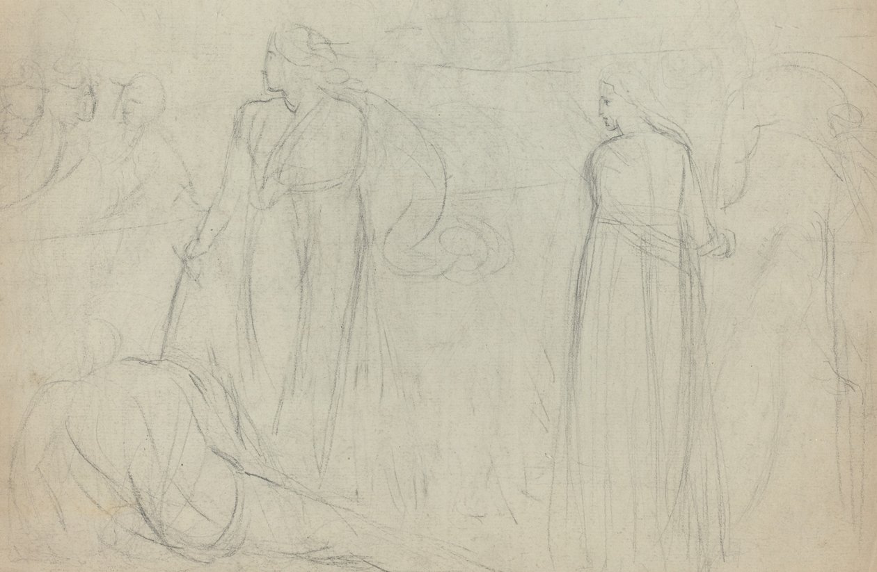 Sketch of a Swordsman Standing Over His Defeated Opponent