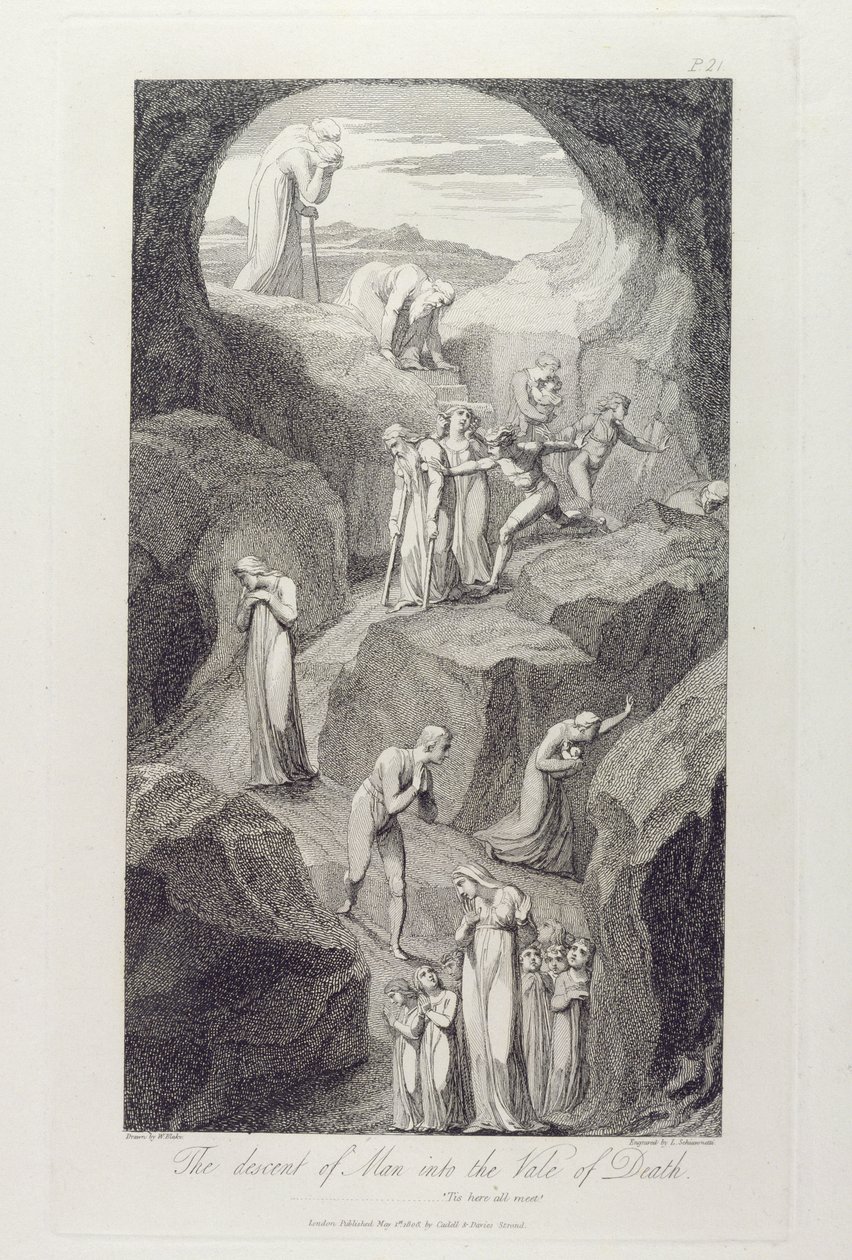 The Descent of Man into the Vale of Death, illustration from 'The Grave ...