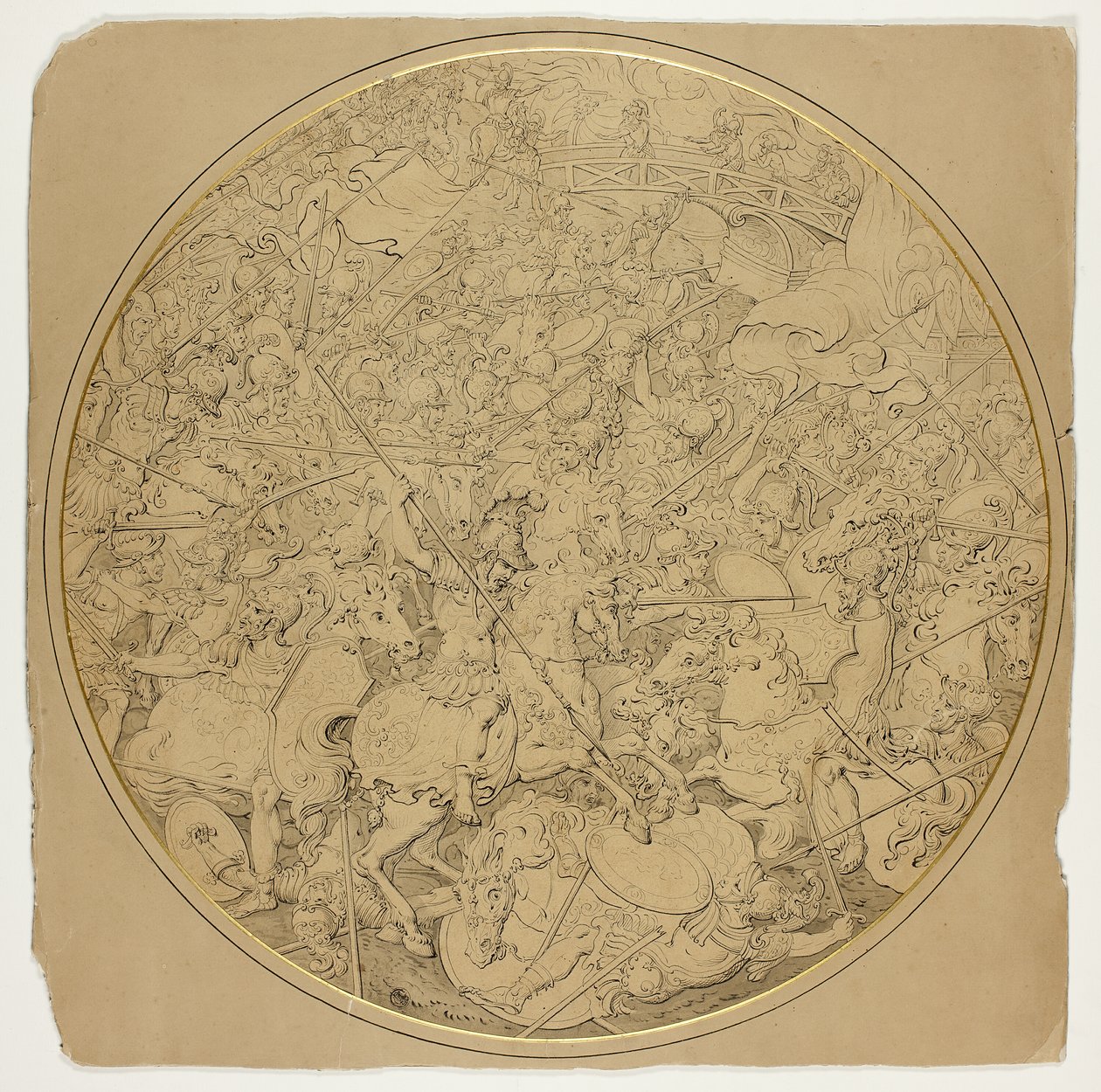 Ceremonial Shield with Stories of Marcus Curtius and Mutius Scaevola