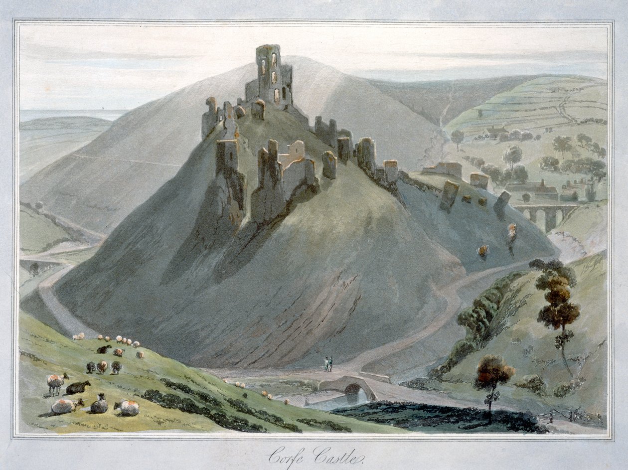 Corfe Castle, Dorset by William Daniell: Fine art print