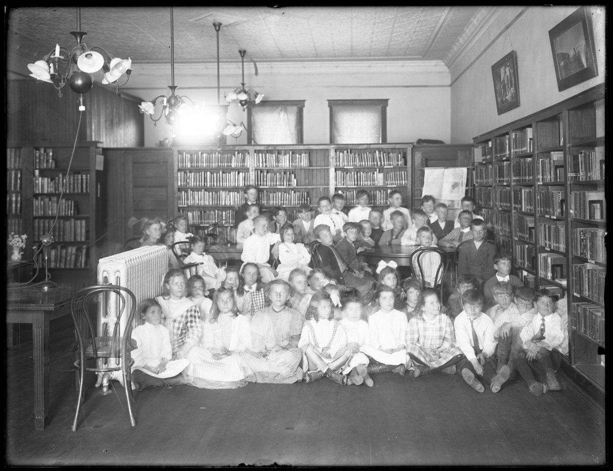 Group Portrait of Children in the Reading Room of an Unidentified ...