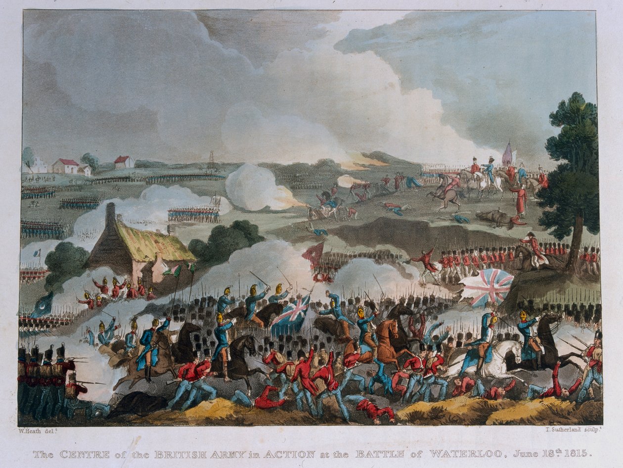 The centre of the British army in action at the Battle of Waterloo