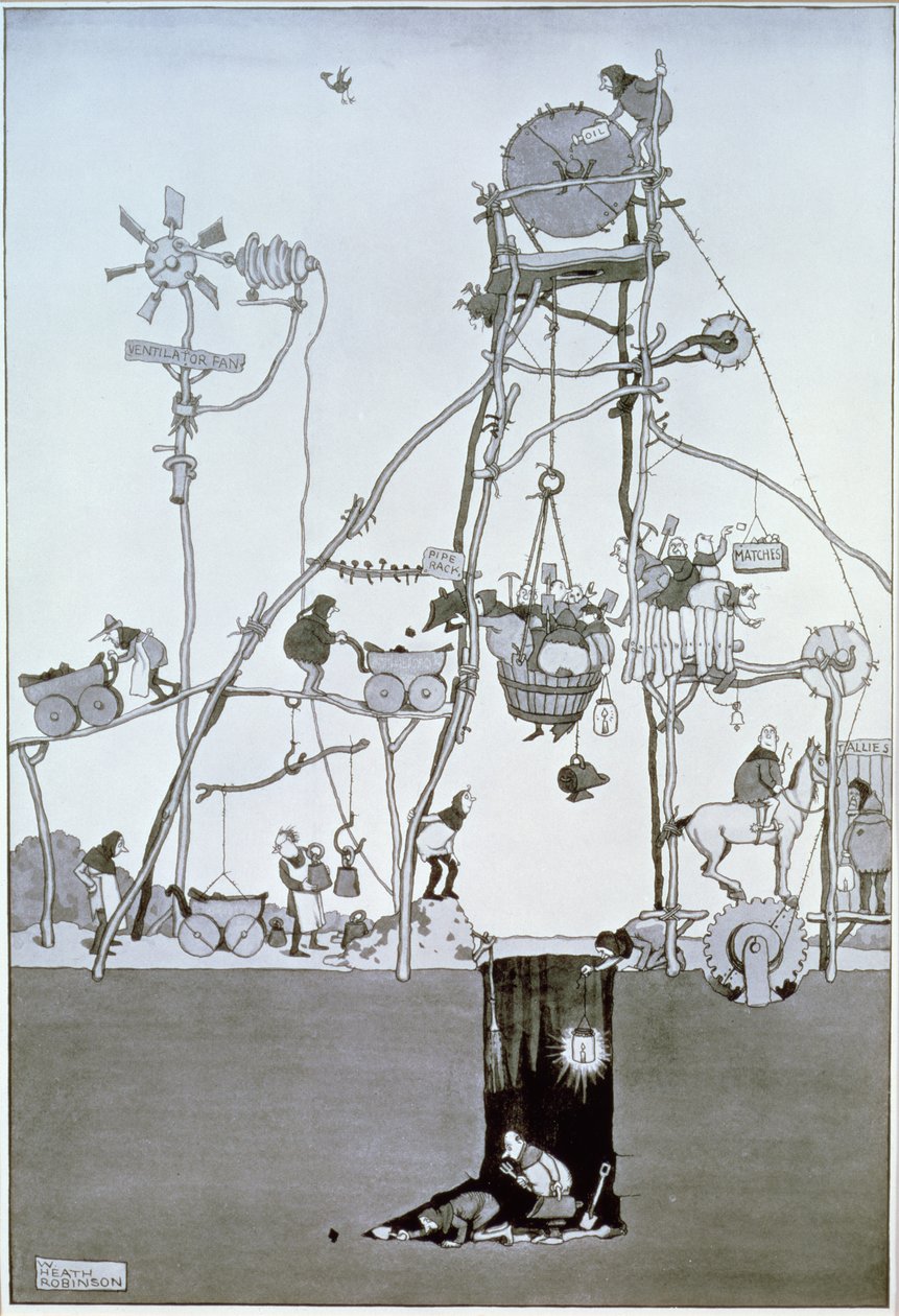 Pit Head, c.1930 by William Heath Robinson: Fine art print