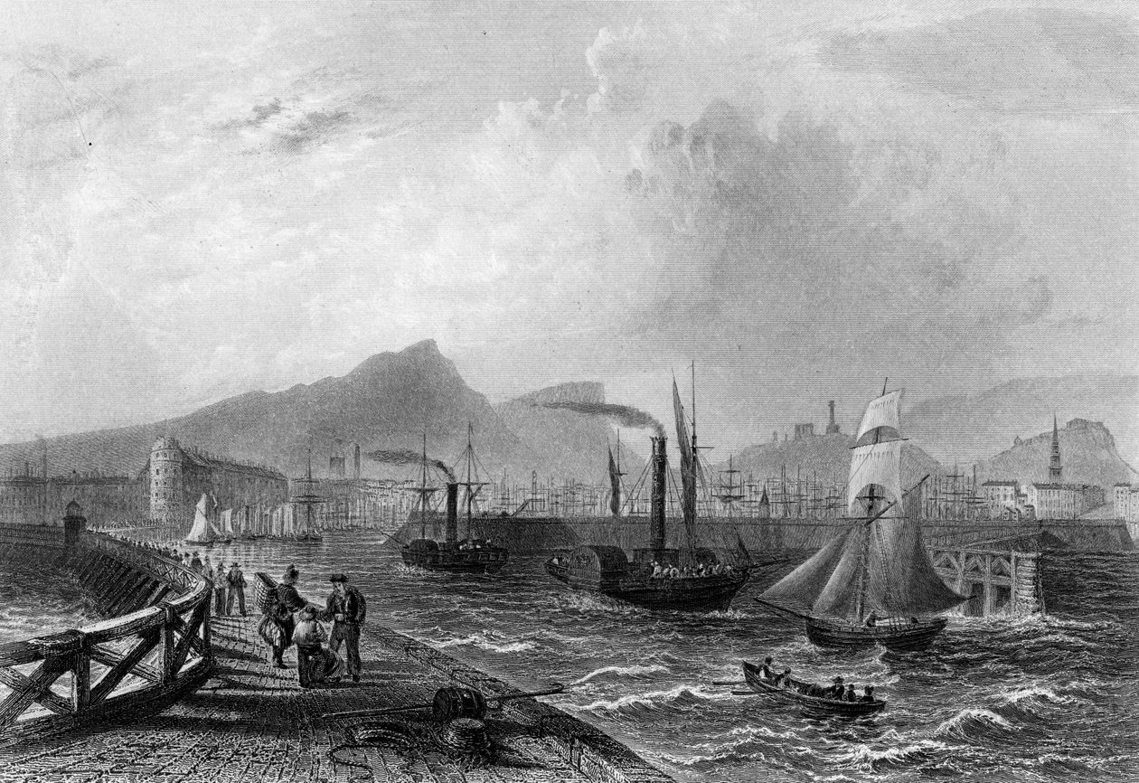 Leith Pier and Harbour, engraved by Robert Wallis, c.1820