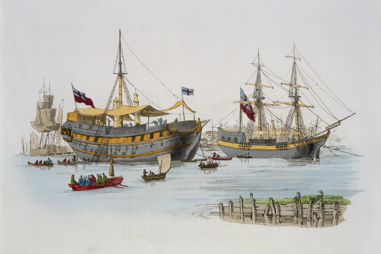 Prison Ships, from 'Costume of Great Britain', published by William Miller