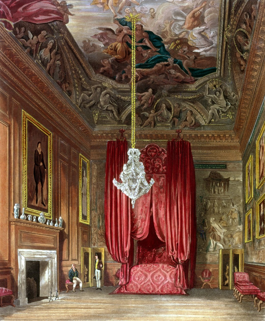 Queen Mary's State Bed Chamber, Hampton Court from Pyne's 'Royal ...