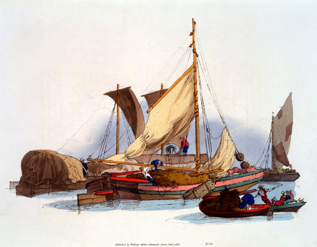 Waterman and Bargemen moving goods and passengers
