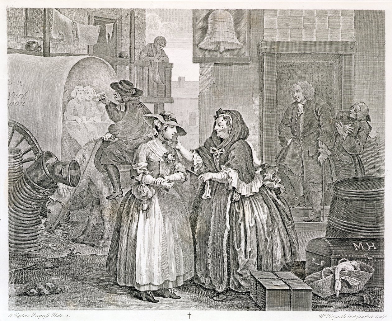 A Harlot's Progress, Plate One: Ensnared by a Procuress, 1732