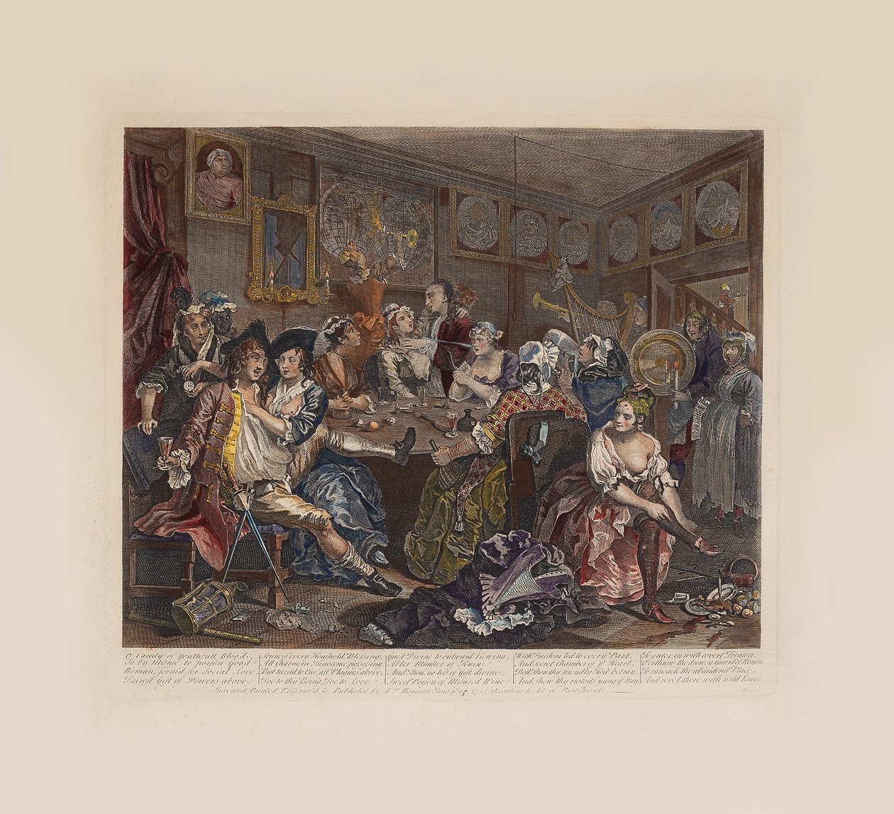 A Rake's Progress, Plate 3: The Tavern Scene, ca. 1735