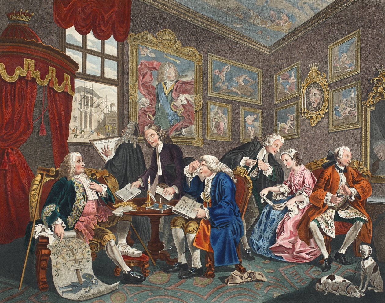 Marriage a la Mode, Plate I, The Marriage Settlement, illustration from ...