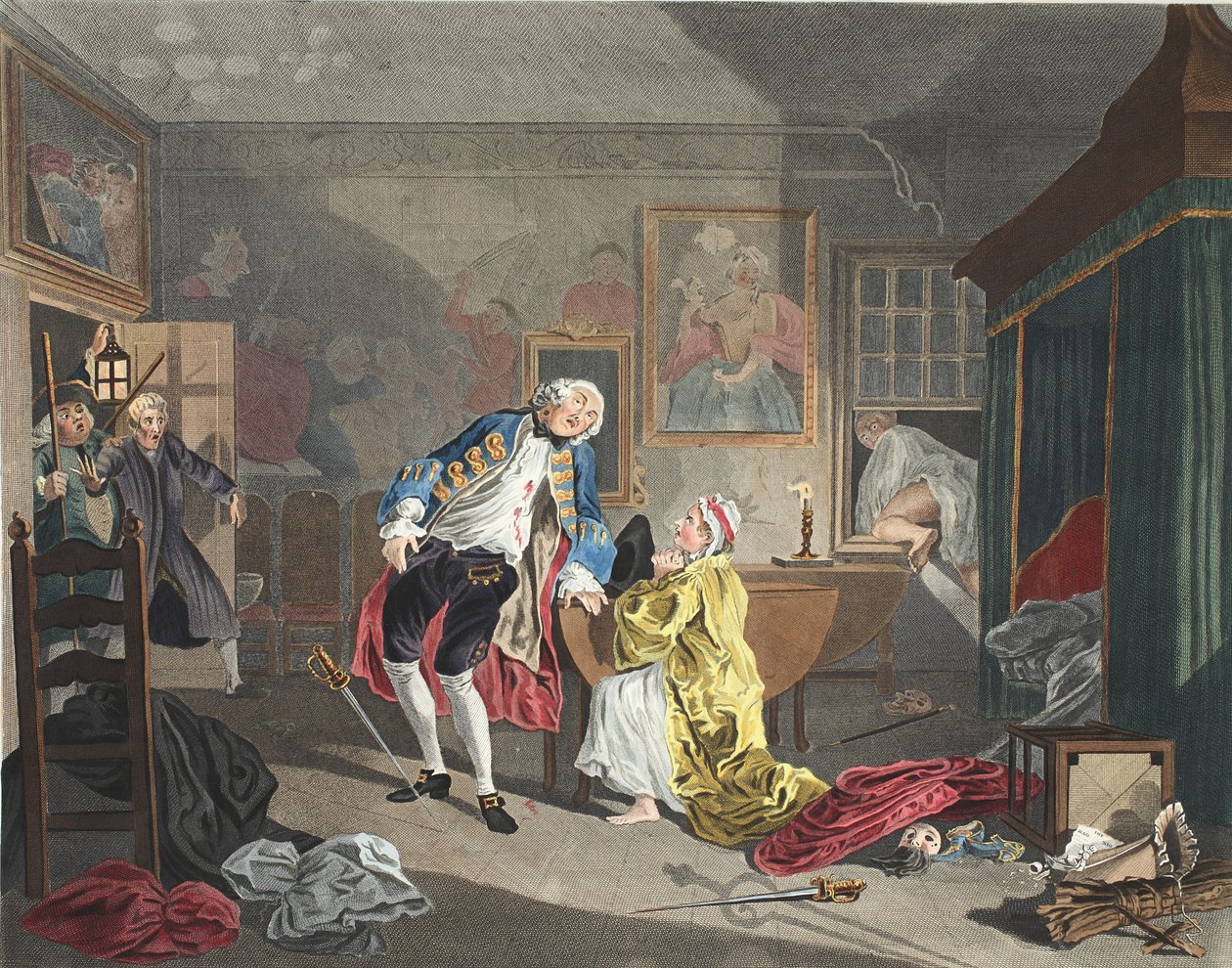 Marriage a la Mode, Plate V, The Bagnio, illustration from 'Hogarth ...