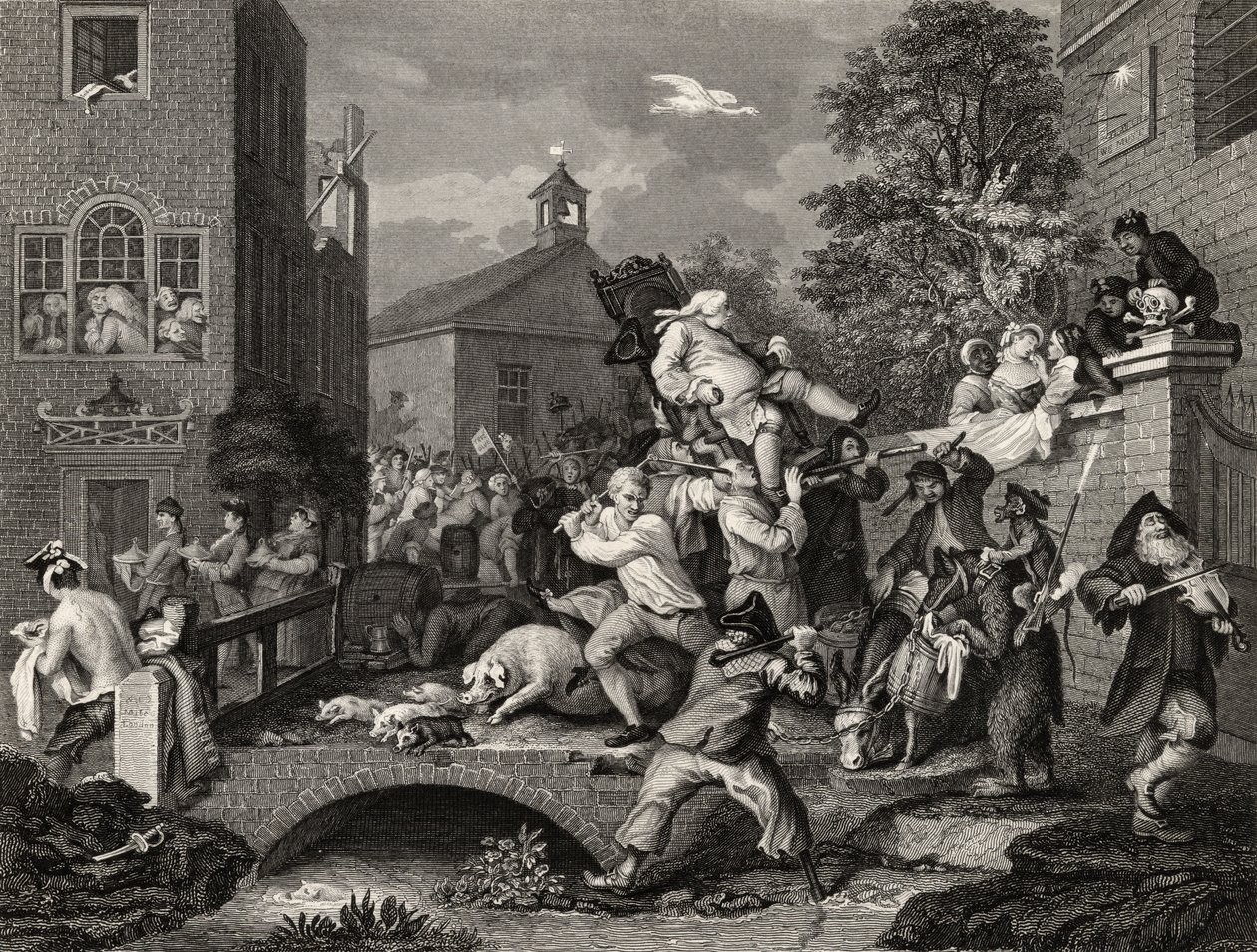 The Election, Chairing the Member, from 'The Works of William Hogarth'
