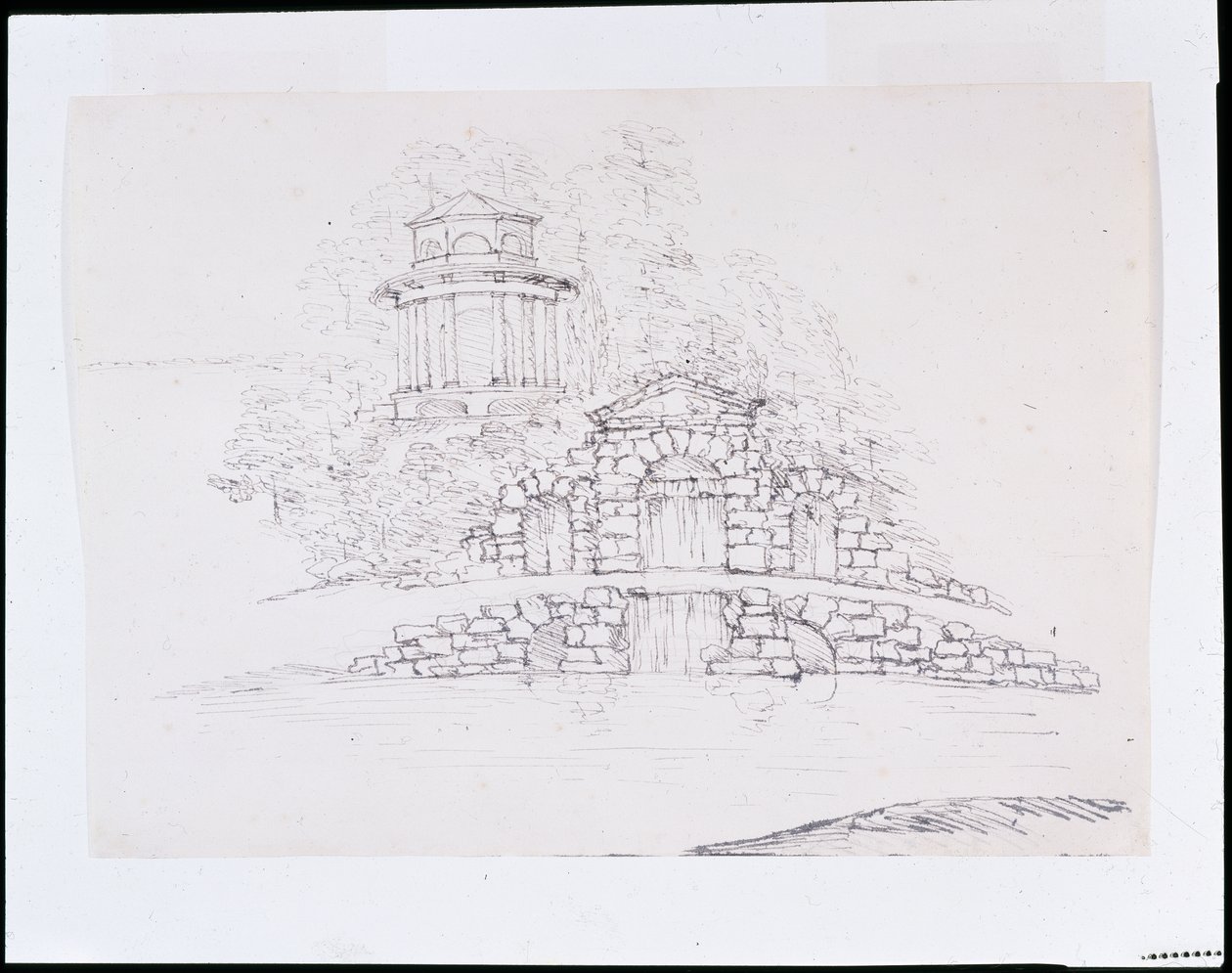 Chiswick, design for a rockwork cascade with an octagonal Doric temple ...