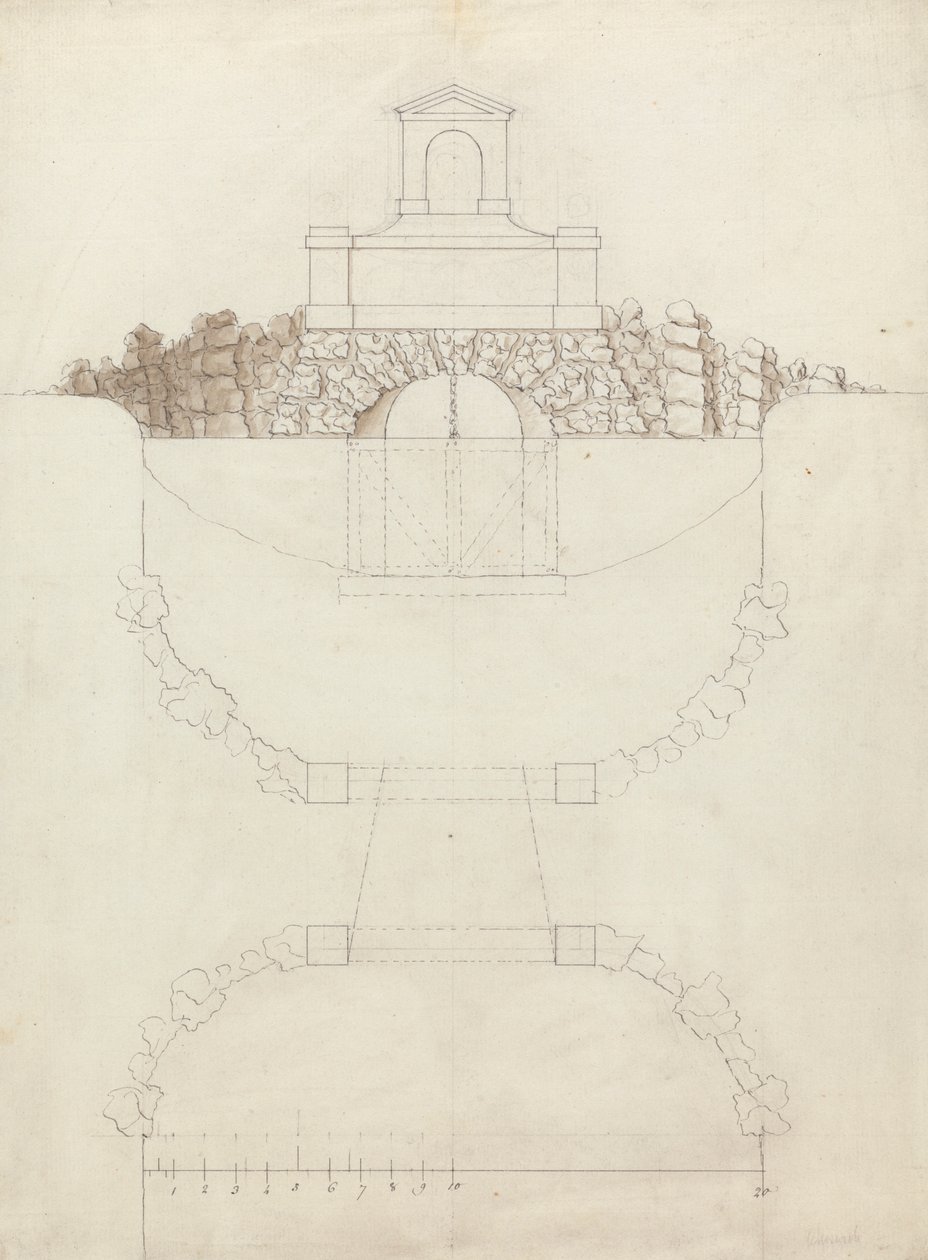 The Cascade at Chiswick House, Middlesex: Elevation and Plan