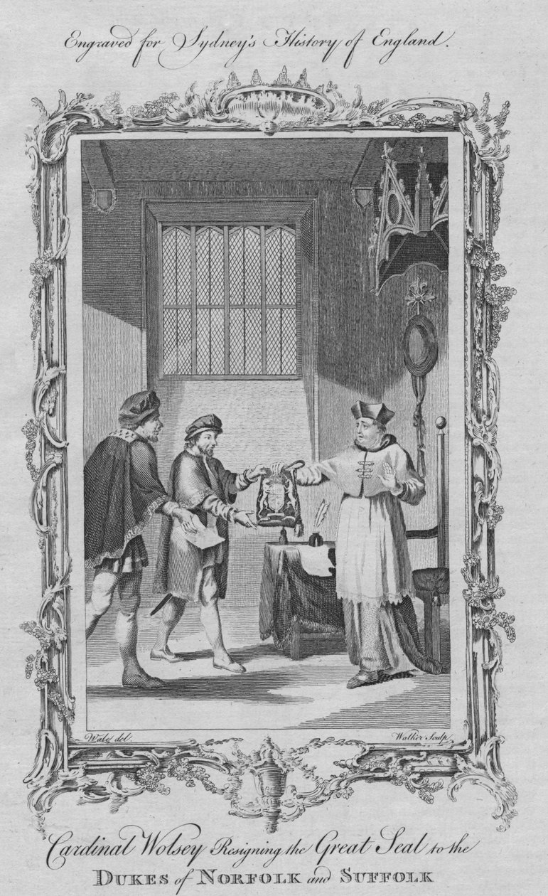 Cardinal Wolsey resigning the Great Seal for the Dukes of Norfolk and ...