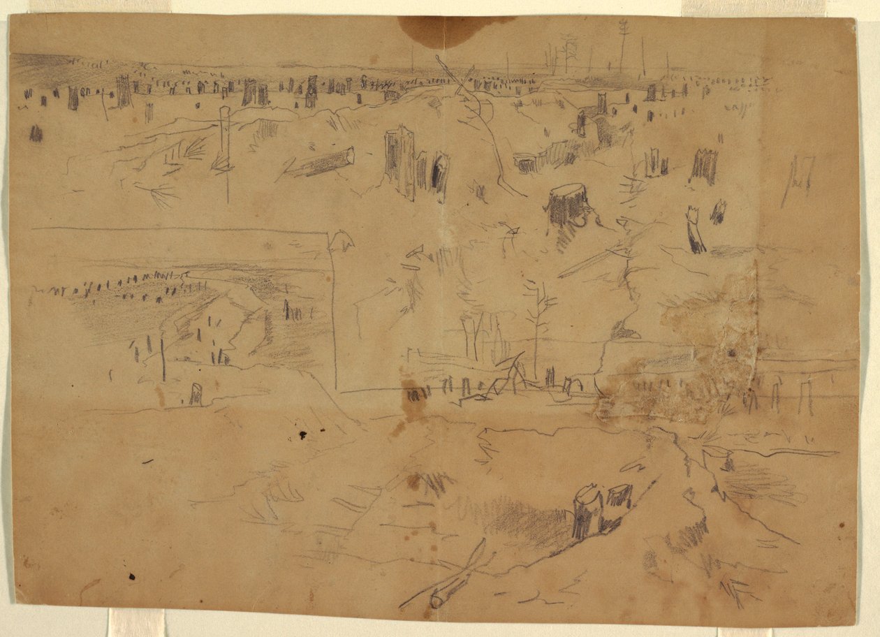 Studies of a Battlefield with Tree Stumps and Blasted Tree Trunks ...