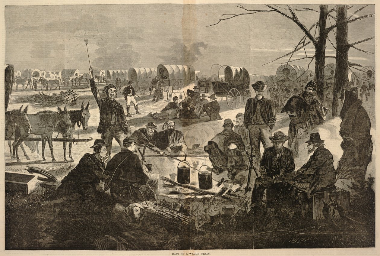 Halt of a Wagon Train, from Harper's Weekly, February 6, 1864
