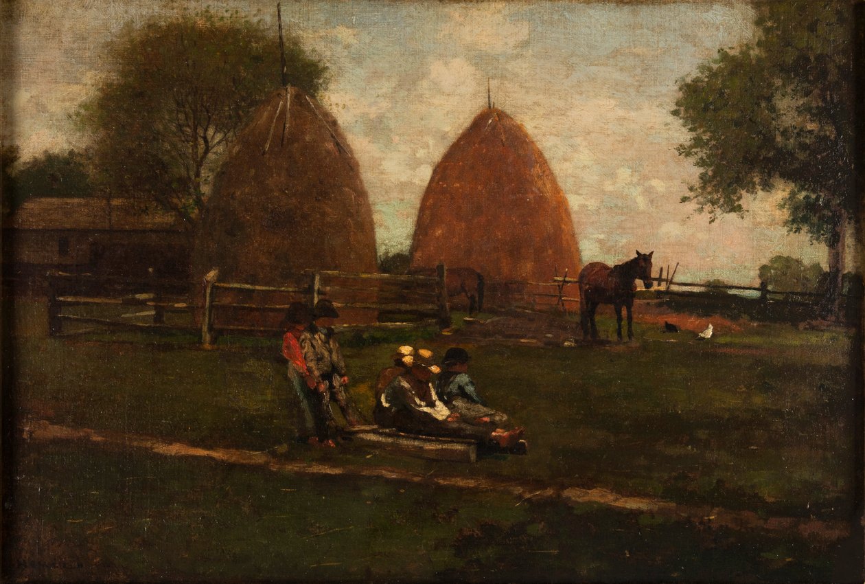 Haystacks and Children by Winslow Homer: Fine art print