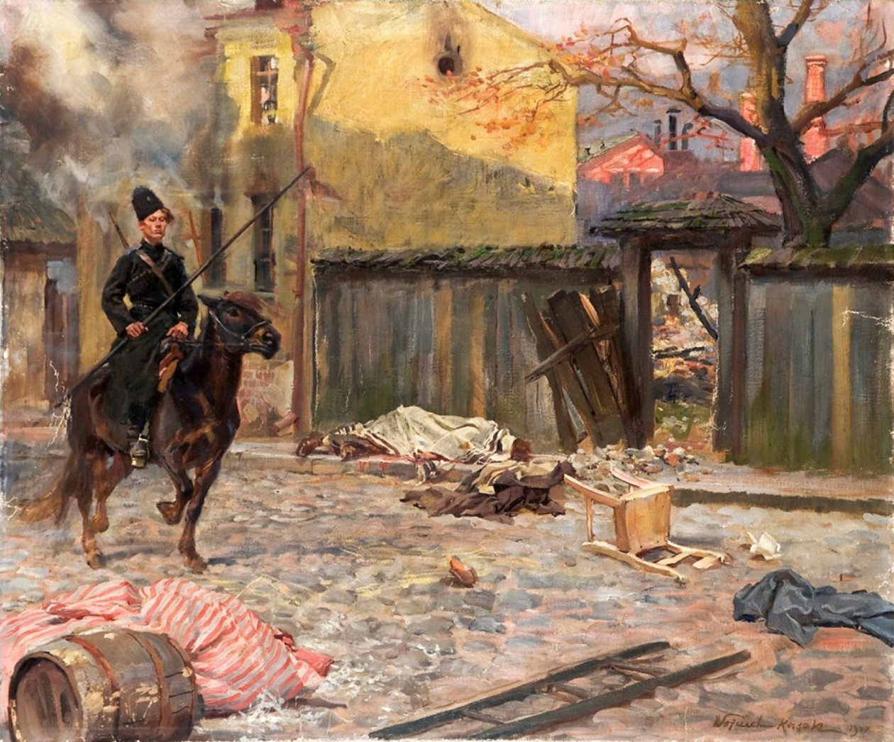 The Raid Pogrom, 1907 by Wojciech Kossak: Fine art print