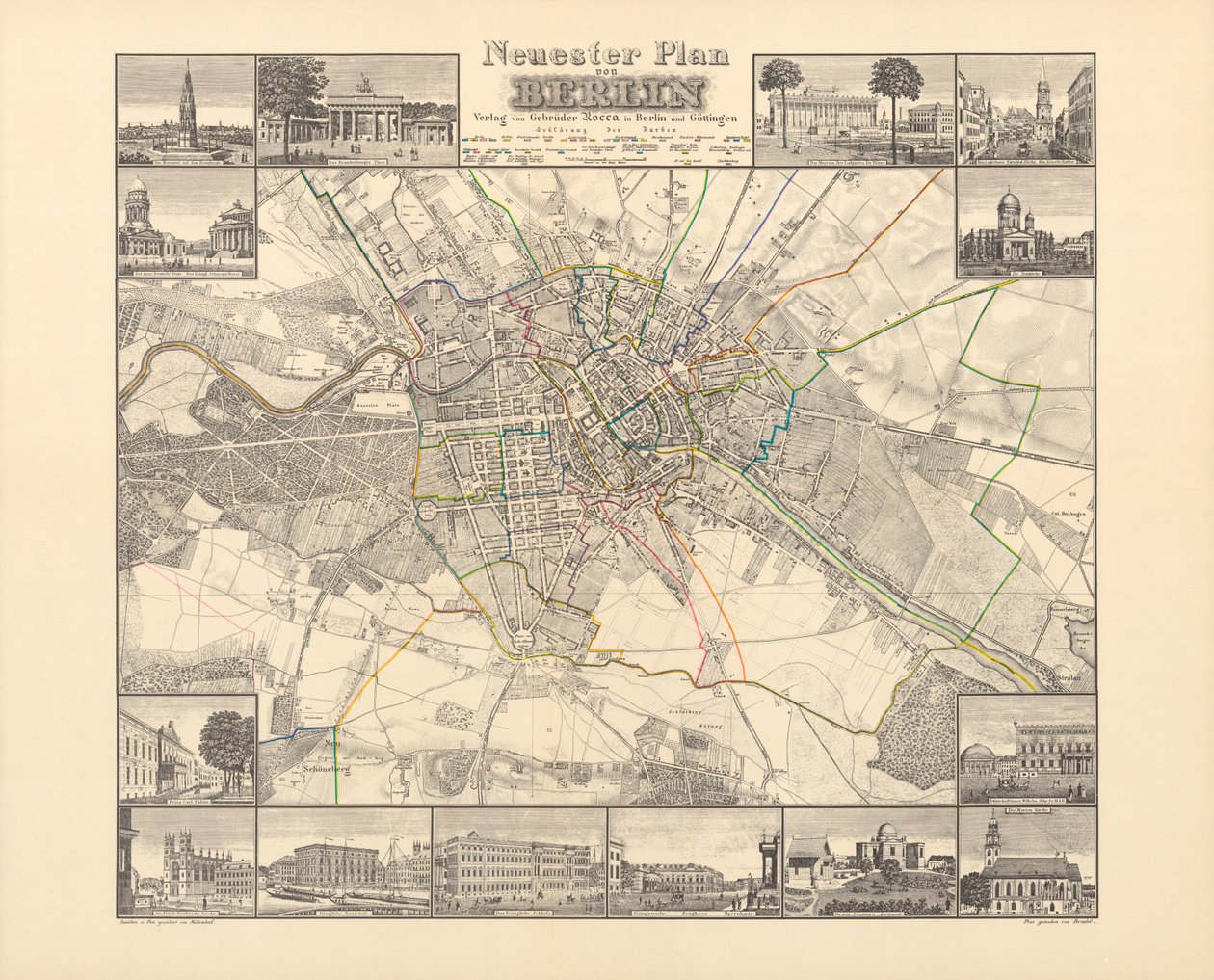 Historical Map of Berlin, Published by Verlag von Gebrueder Rocca ...