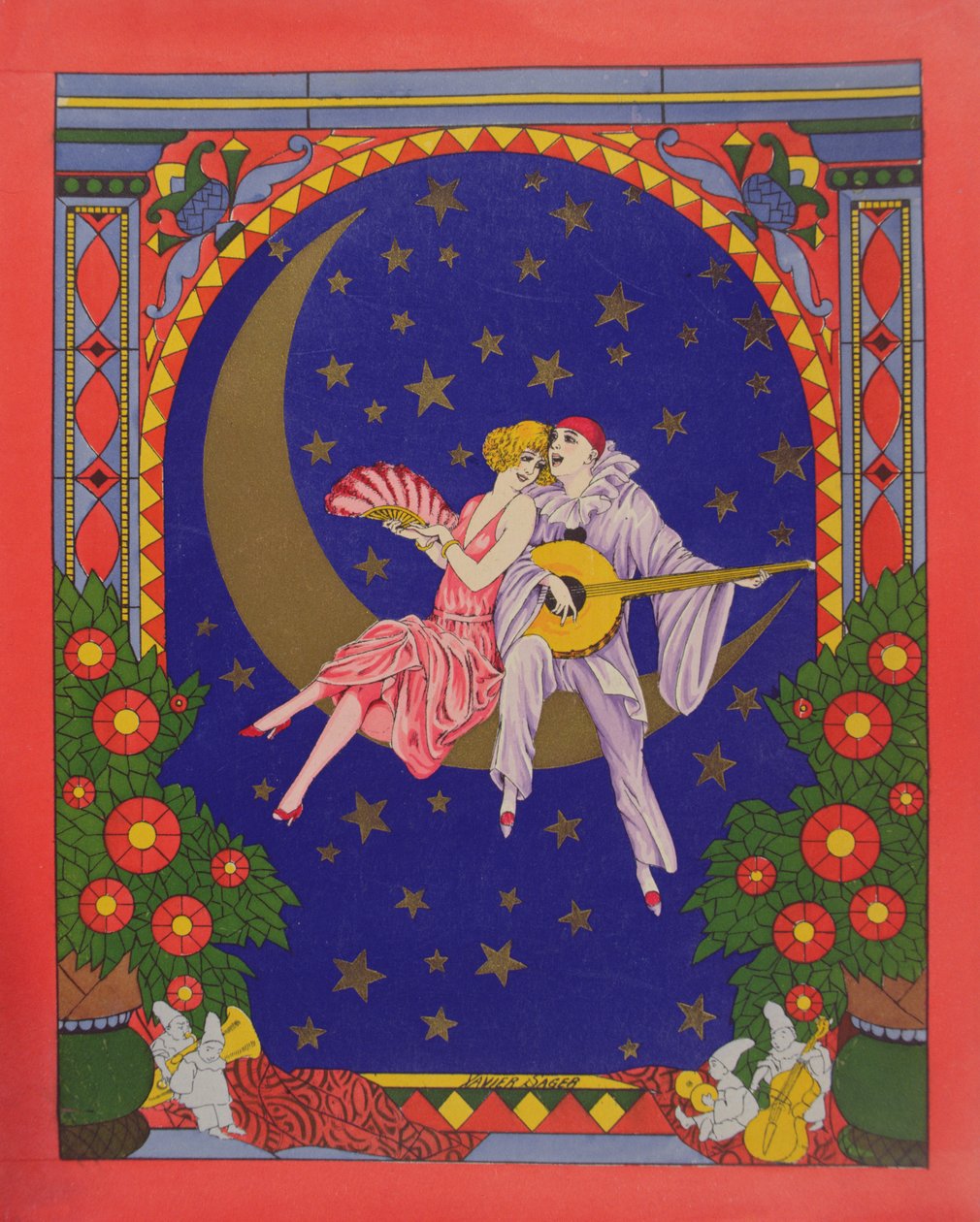 Pierrot and Columbine by Xavier Sager: Buy fine art print