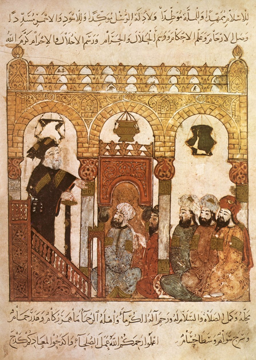 Abou Zayd Preaching in Mosque in Samarkhand, from Al Maqamat by Al ...