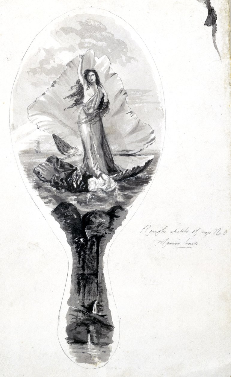 Design for a Mirror Back Featuring Venus in Her Shell, circa 1870-1875