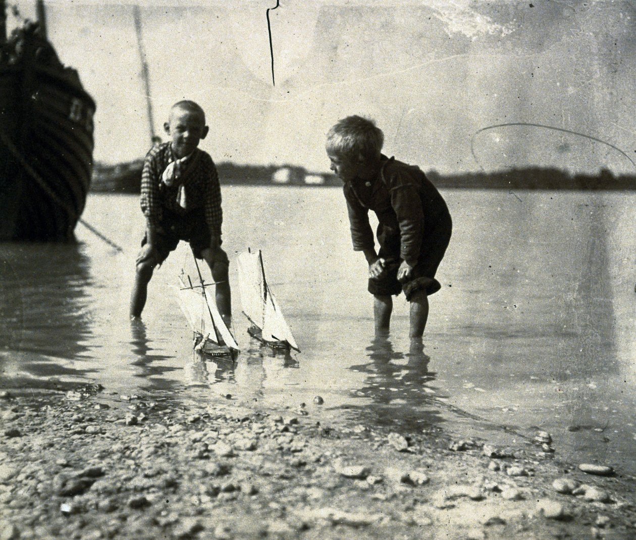 Beach Scene, Portrait of Two Boys, circa 1900-1905