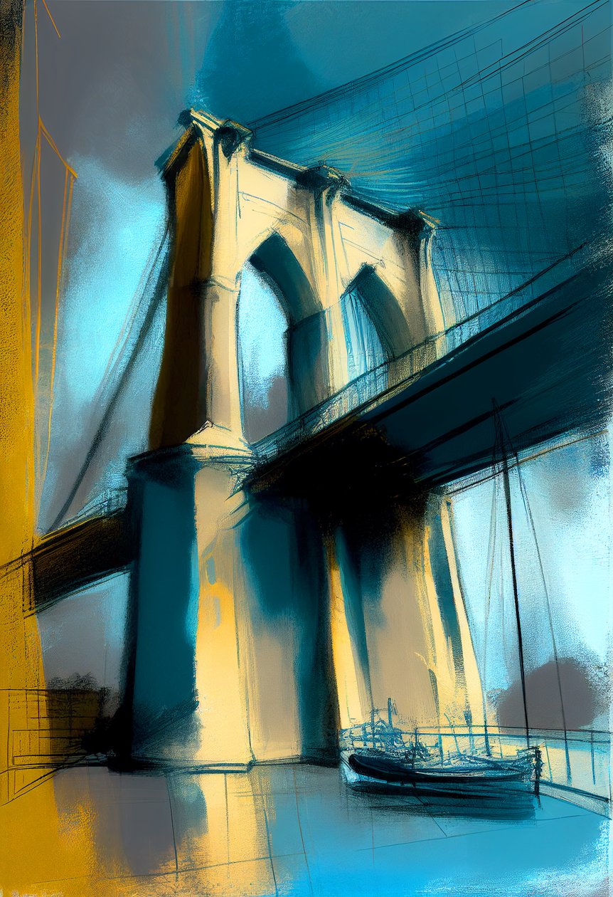 Abstract Sketch of Brooklyn Bridge by F. Abderrahim