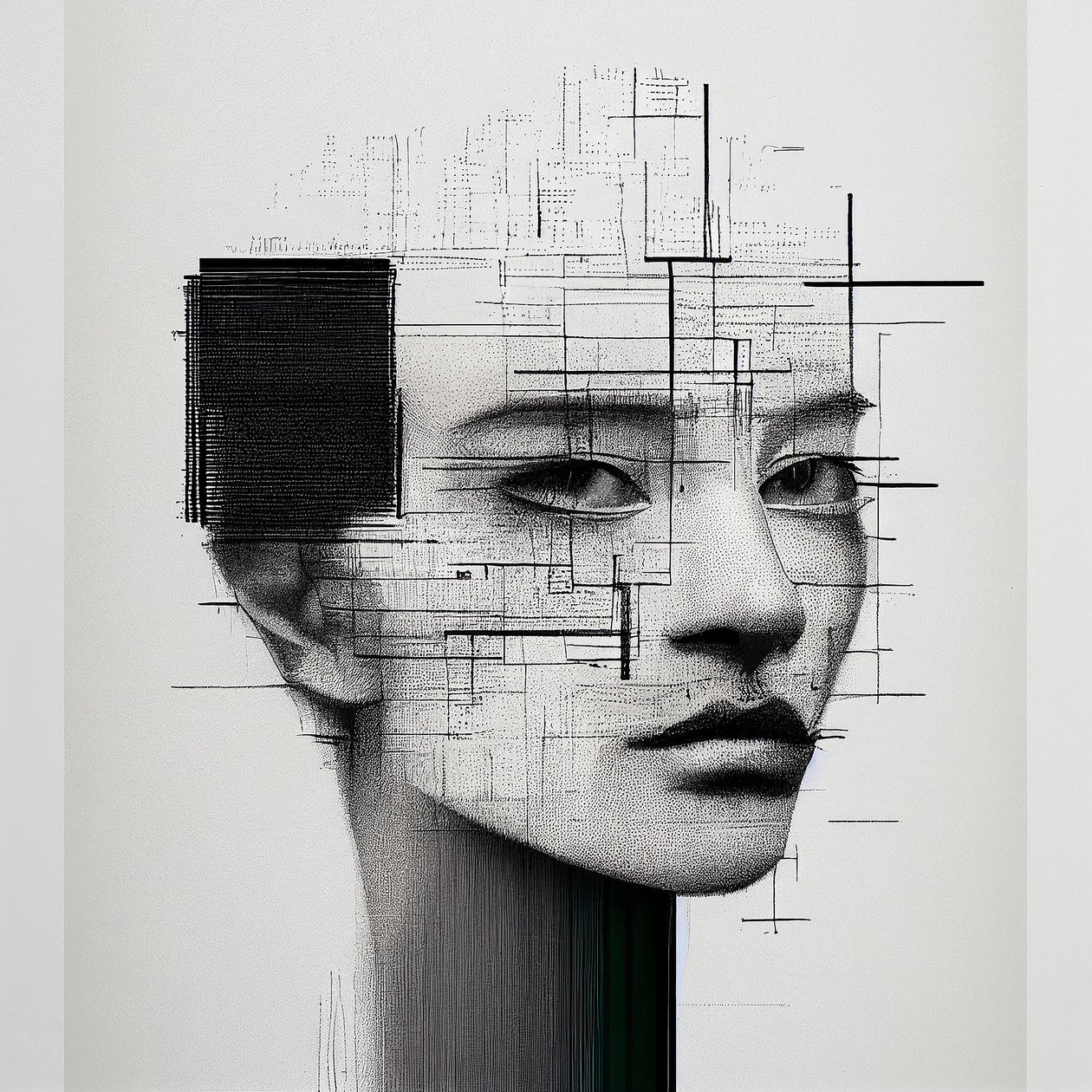 Minimalist Human Face Drawing by F. Abderrahim