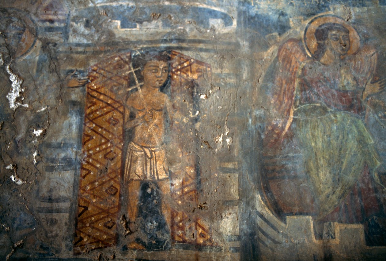 Angel, fresco in church of Plemeniana, Crete, Greece