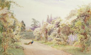 A Cottage Garden with Madonna Lilies by George Samuel Elgood