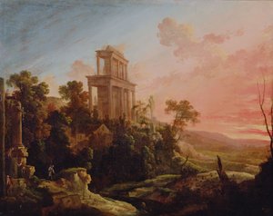 Landscape with classical ruins by Pierre Patel