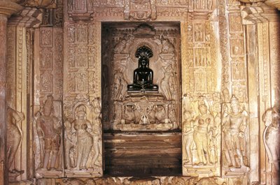 Entrance and altar, Parshvanatha temple, Khajuraho group of Monuments ...