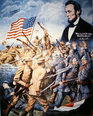 Poster celebrating heroism of African-American soldiers in World War I ...