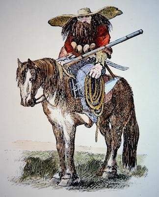 Texas Ranger cartoon, depicting the urban eastern view of the wild and ...