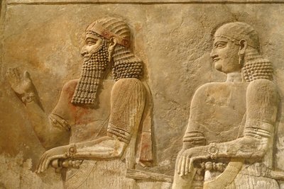 Detail of Sargon II and guard, relief from King Sargon's palace in ...