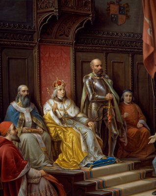 Frederick III on Throne (detail) by Augusto Tominz