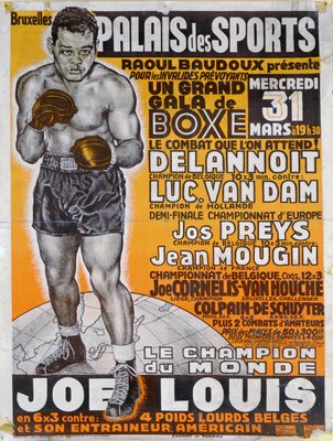Poster advertising the boxing match between the Belgian Champion ...