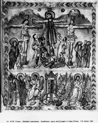 Crucifixion and the Resurrection, from the Rabula Gospels, 586 AD