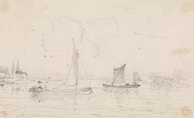 Sketch of Two Sailing Vessels on the Water