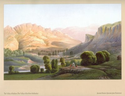 Carlo Bossoli. Kokkozka River Valley by Carlo Bossoli