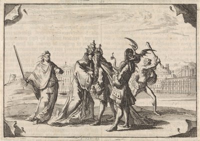 Cartoon about the struggle between Louis XIV and Pope Innocent XI, 1687