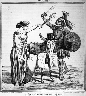 Buridan's Donkey Between Two Opinions - by Cham, in 'Charivari' of 29 ...