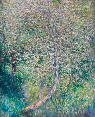 Apple Trees in Bloom at Water's Edge by Claude Monet