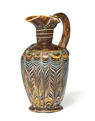 Greek core-formed oenochoe, c.2nd-1st century BC (painted glass)