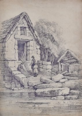 Landscape with a house by Edward Pretty: Fine art print