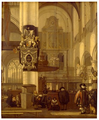 Interior of a church (oil on panel) by Emanuel de Witte